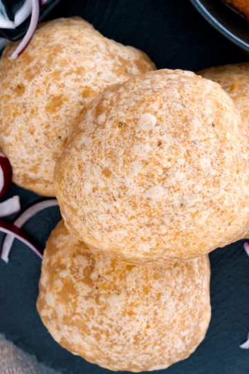 Easy Puffed Puri /Indian Fried Bread - The Belly Rules The Mind