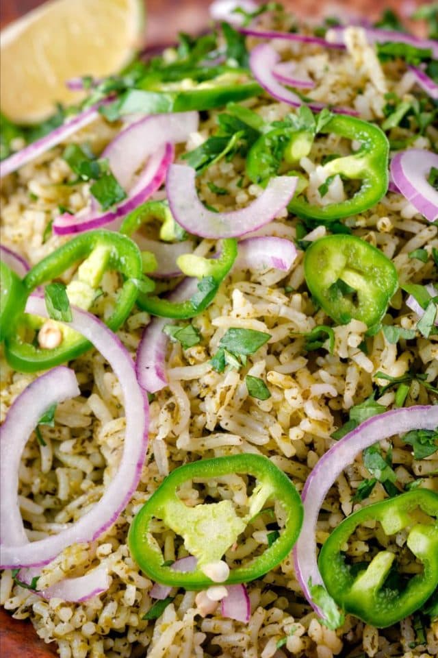 Spicy Arroz Verde - Mexican Green Rice Recipe | BellyRulestheMind