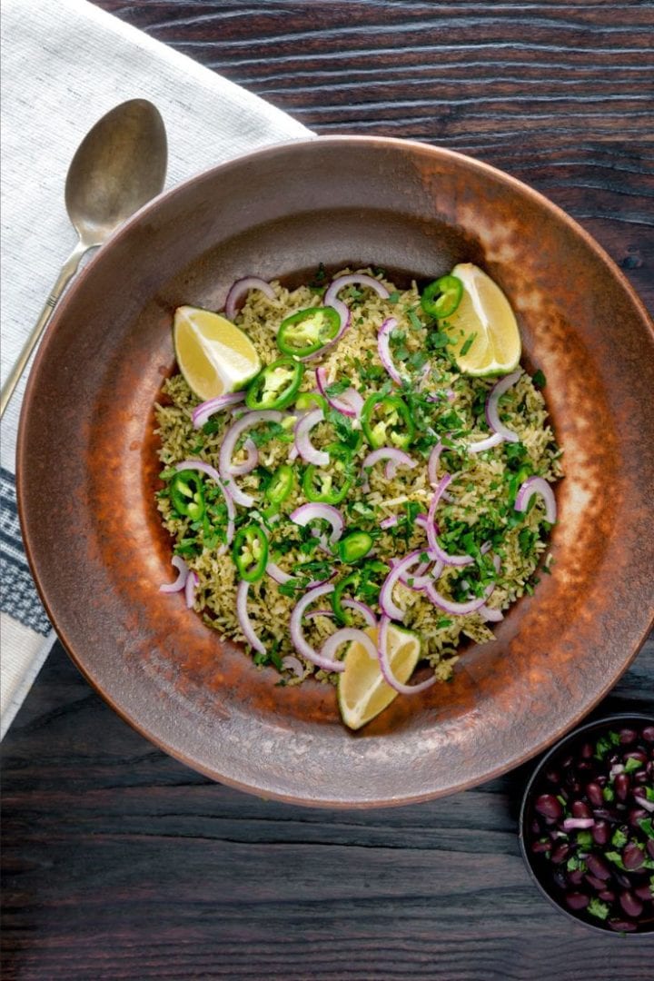 Spicy Arroz Verde - Mexican Green Rice Recipe | BellyRulestheMind