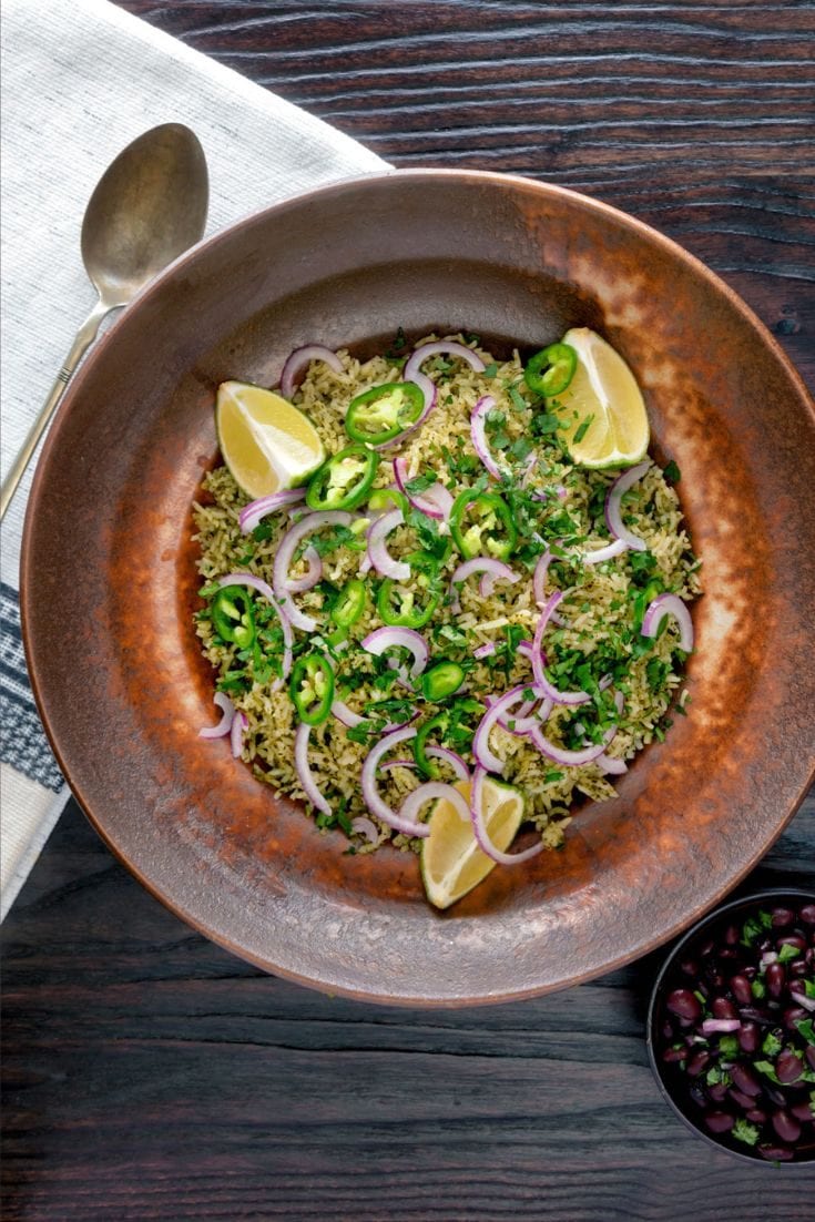 Spicy Arroz Verde - Mexican Green Rice Recipe | BellyRulestheMind