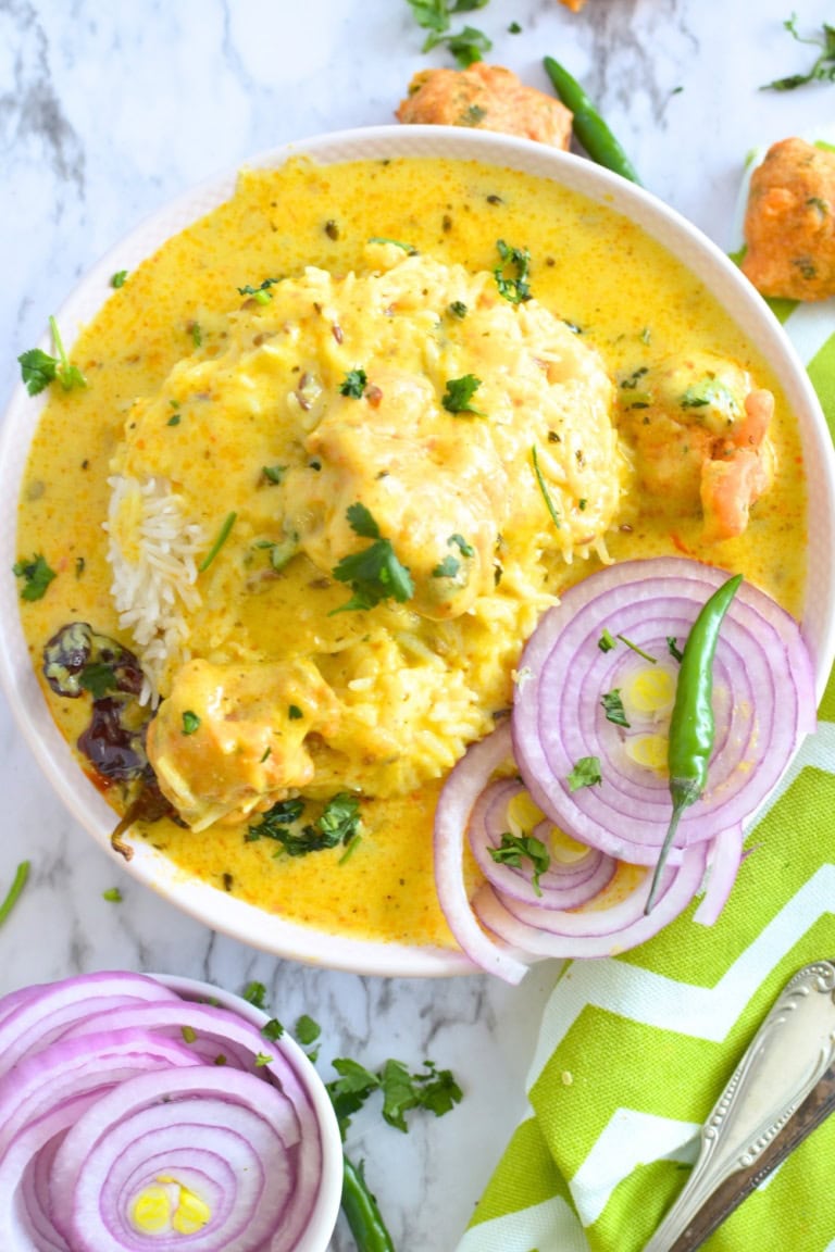 Authentic Punjabi Kadhi Pakora Stovetop Recipe - The Belly Rules The Mind