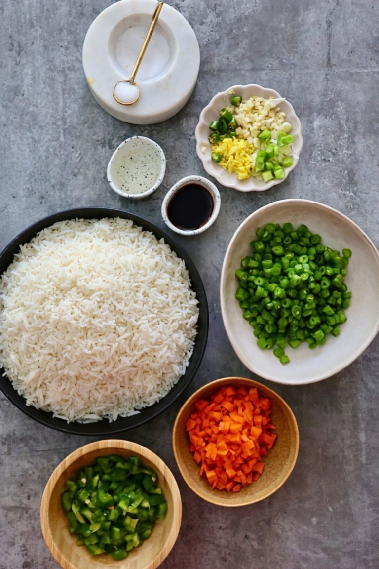 Street-Style Indo Chinese Vegetable Fried Rice - The Belly Rules The Mind