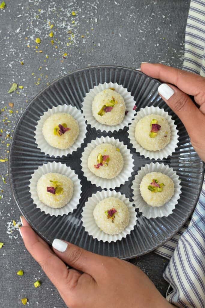 3 Ingredients, 10 Minute Coconut Ladoo Recipe | The Belly Rules The Mind
