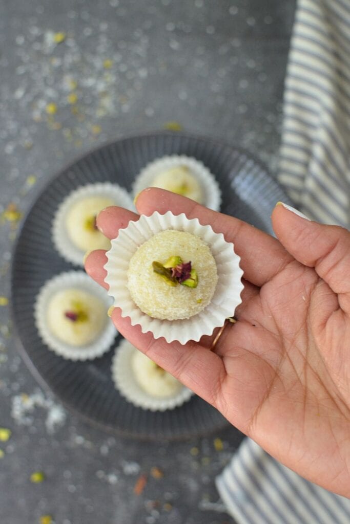 3 Ingredients, 10 Minute Coconut Ladoo Recipe | The Belly Rules The Mind