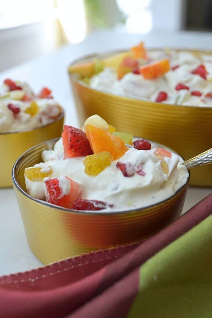10 Minute No Cook Fruit Cream Recipe - The Belly Rules The Mind